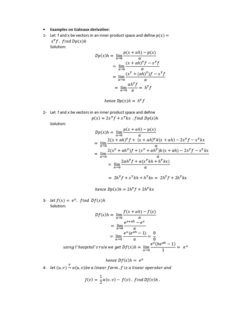 Revision - Gateaux and Frechet Derivative | PDF | Mathematical Physics ...