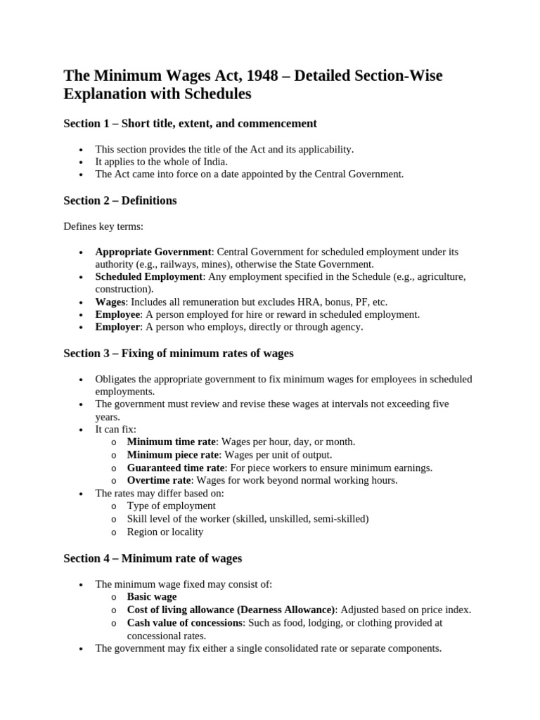 The Minimum Wages Act | PDF | Cost Of Living | Occupational Safety And ...