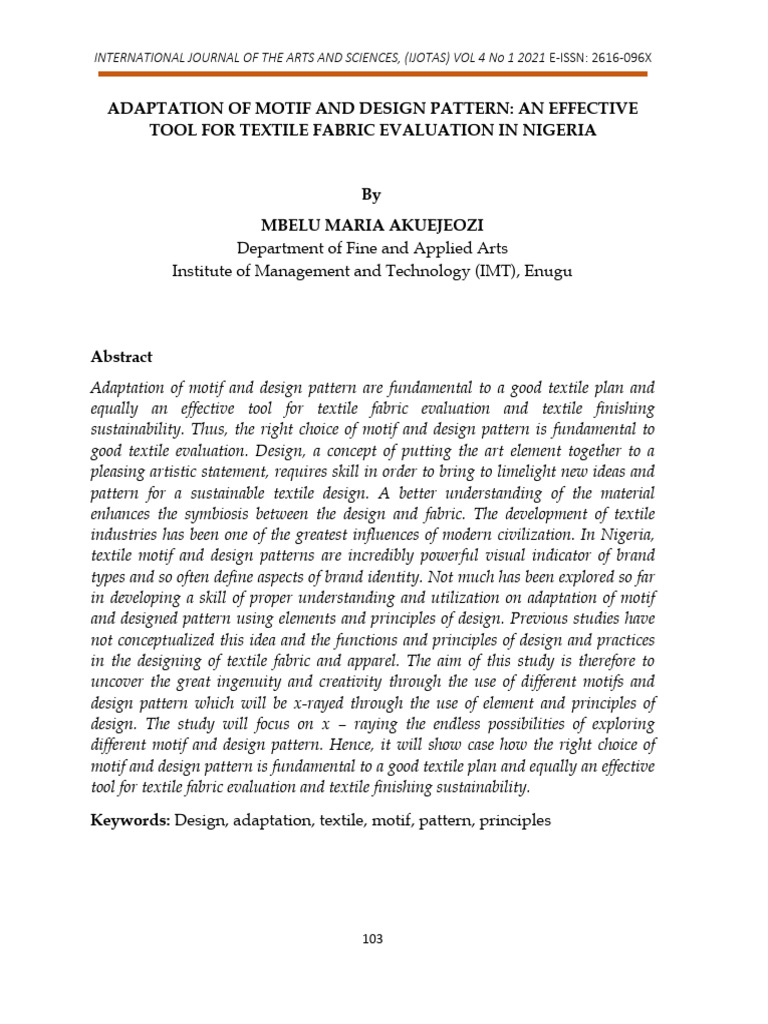 Adaptation of Motif and Design Pattern | PDF | Textiles | Pattern
