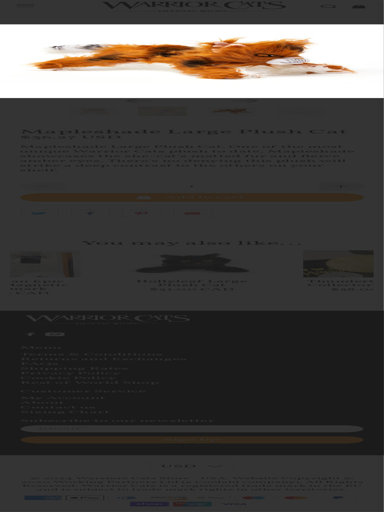 Mapleshade Large Plush Cat | PDF