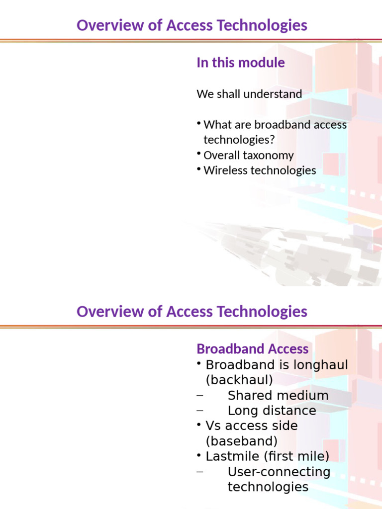 Lecture 216 (Overview of Broadband Access Technologies) | PDF | Cable ...