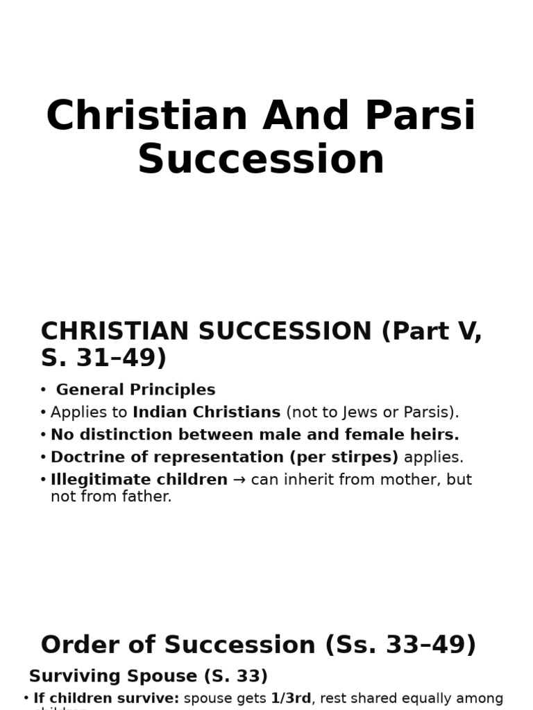 Christian Parsi Succession (NOTES) | PDF | Kinship And Descent | Family