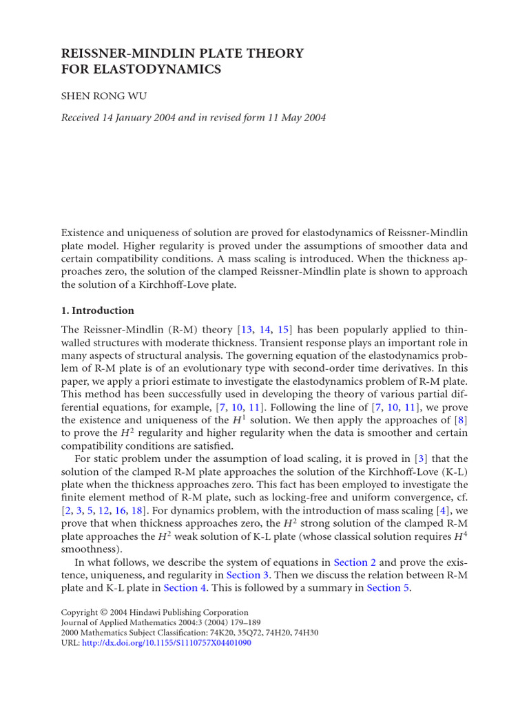 Reissner-Mindlin Plate Theory Analysis | PDF | Linear Elasticity | Bending