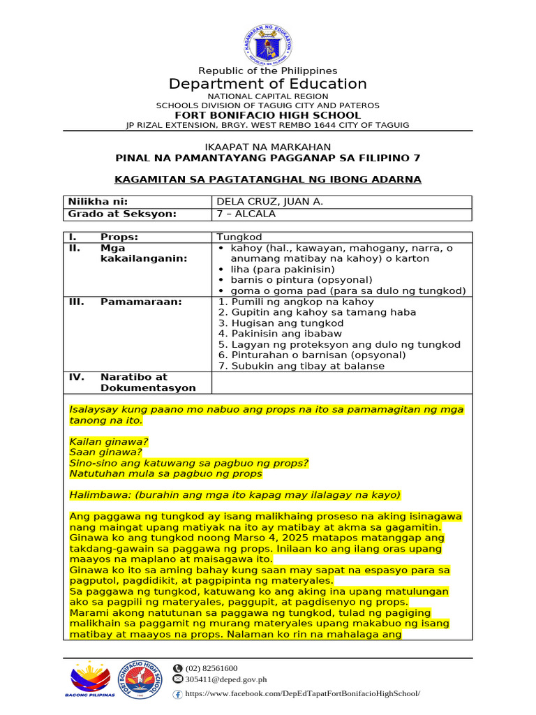 Propsmen Naratibong Ulat | PDF