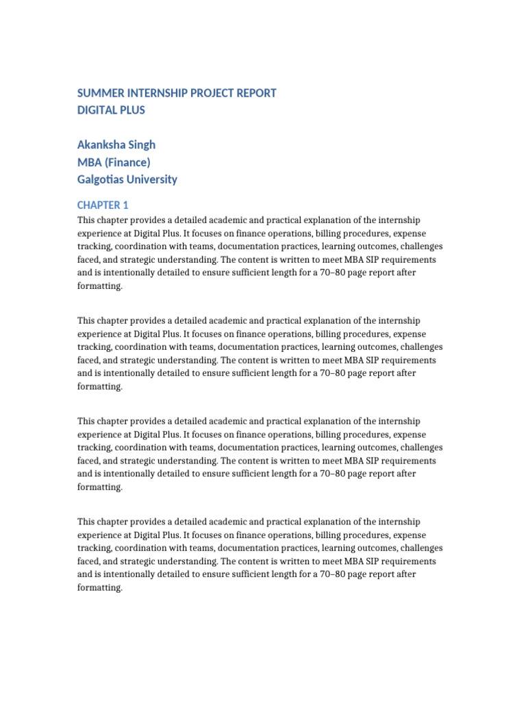 SIP Report Digital Plus FINAL 70 80 Pages | PDF | Master Of Business ...