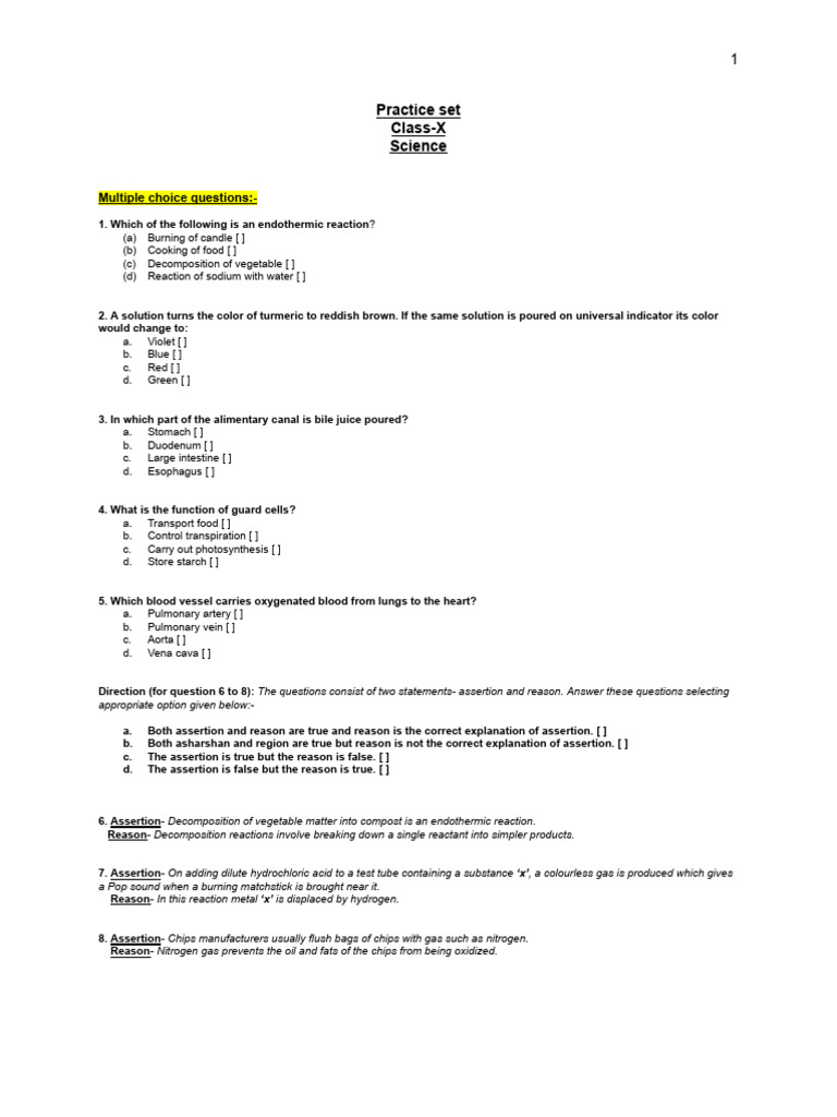 Class 10 Science Practice Questions | PDF | Mirror