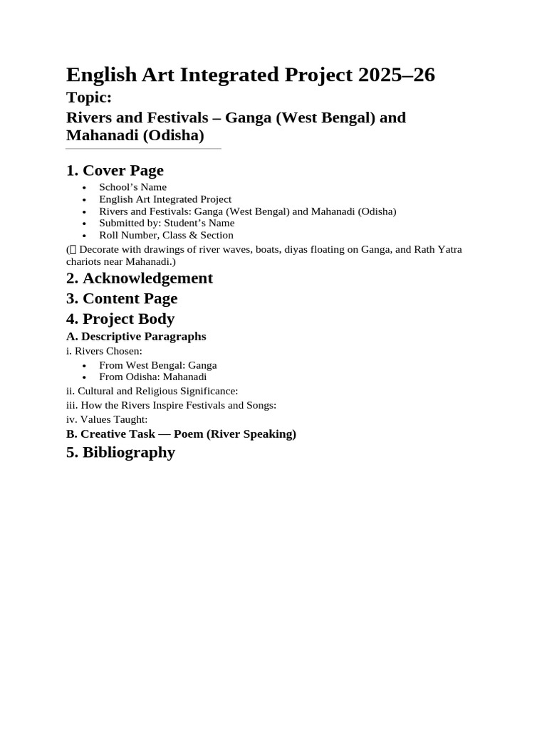 English Art Integrated Project 2025-26 | PDF