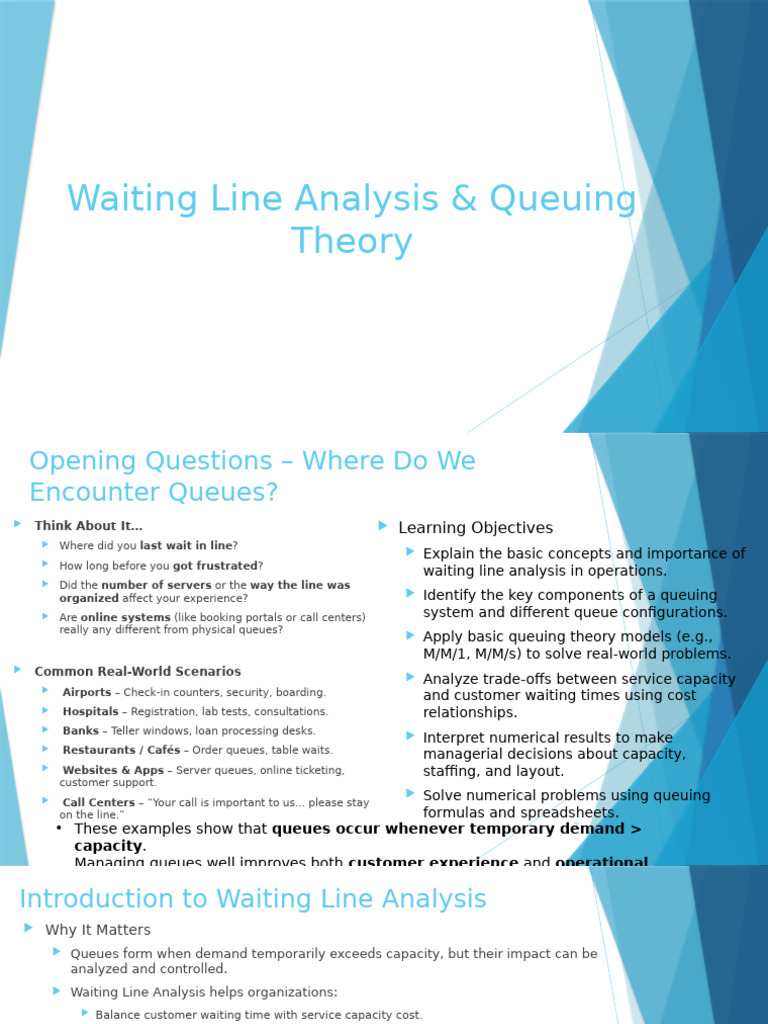 Session10 - Waiting Line Analysis & Queuing Theory | PDF