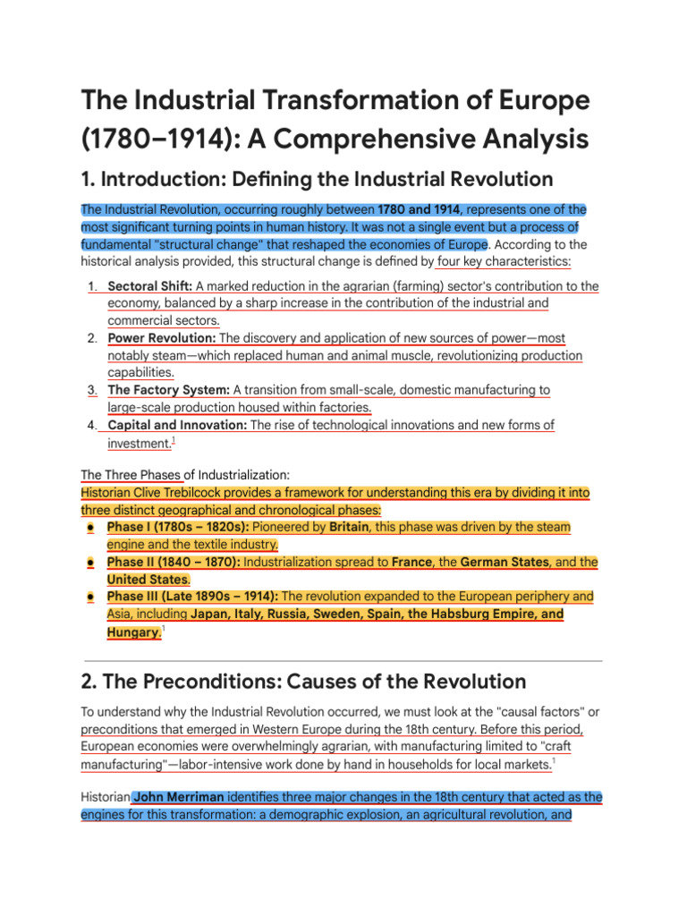 Industrial Revolution in Europe (1780-1914) | PDF | Agriculture | Cotton