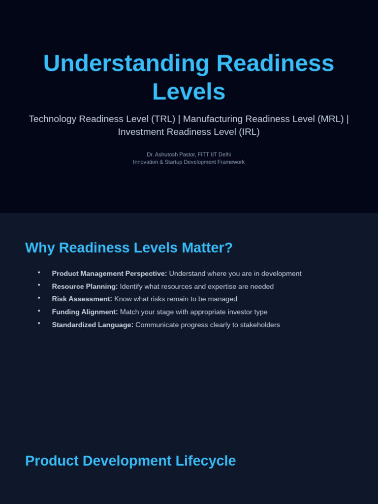 Understanding Readiness Levels: TRL, MRL, IRL | PDF | Startup Company ...