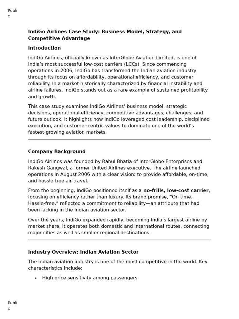 Indigo Case Study | PDF | Low Cost Carrier | Airlines