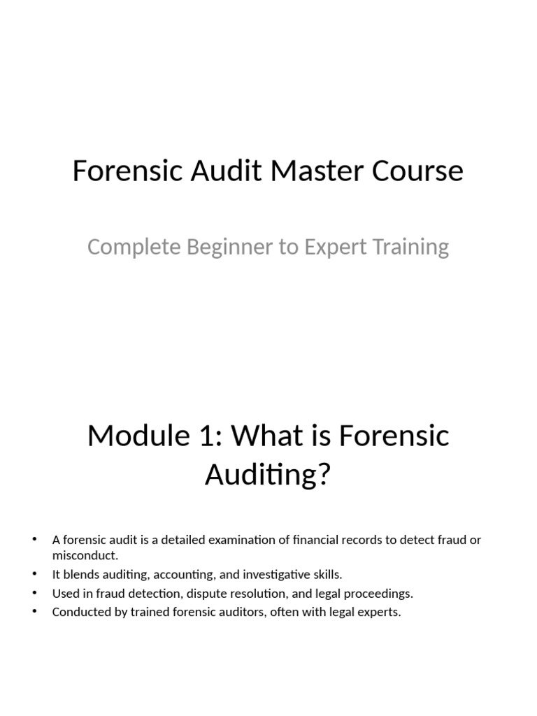 Forensic Audit Detailed Course Module1 | PDF