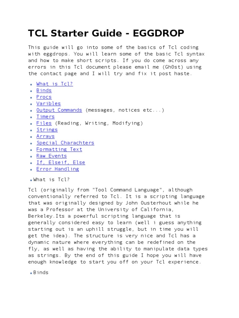 TCL Starter Guide | PDF | Filename | Notation