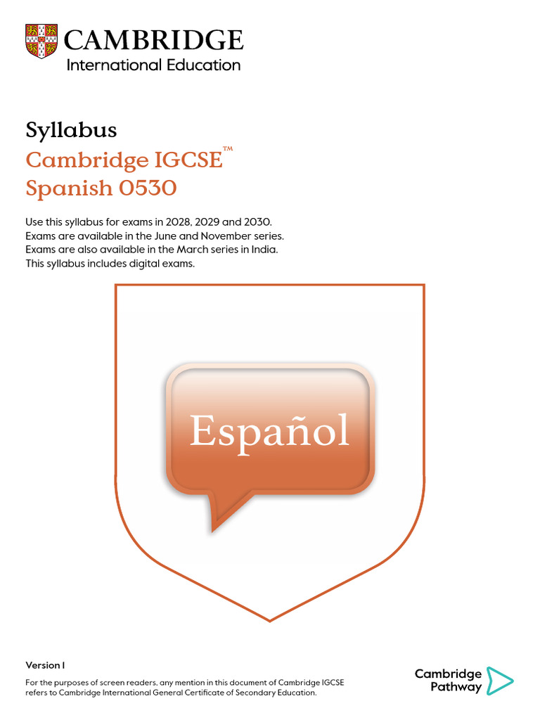 Cambridge IGCSE Spanish 0530 Syllabus 2028-2030 | PDF | Educational ...