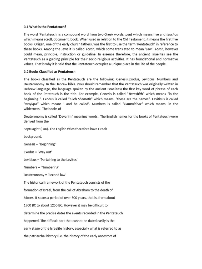 Understanding the Pentateuch: Overview and Analysis | PDF | Genesis ...