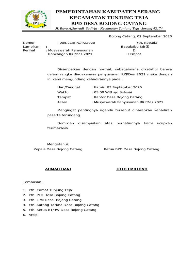 Undangan Musdes Rkpdes FB | PDF
