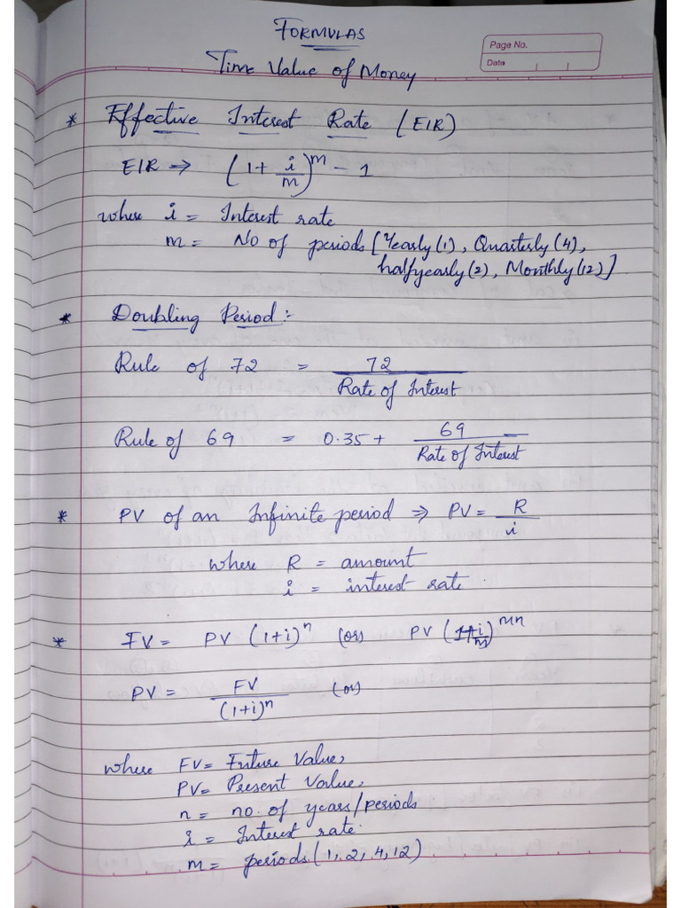 Time Value of Money Formulas | PDF