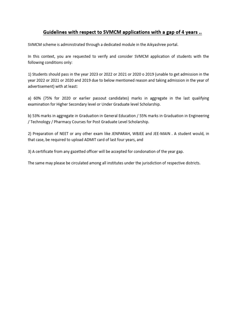 Guidelines With Respect To SVMCM Applications With A Gap of 4 Years . | PDF