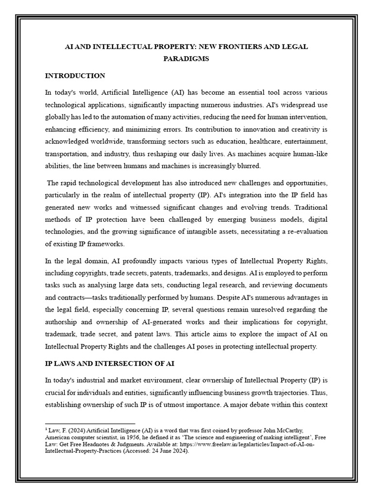 AI's Impact on Intellectual Property Rights | PDF | Intellectual ...