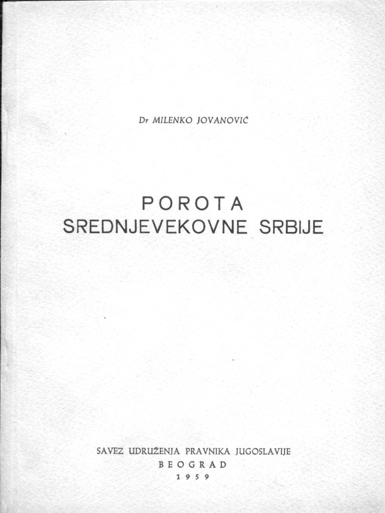 Jovanovic, Milenko - Porota Srednjevekovne Srbije | PDF