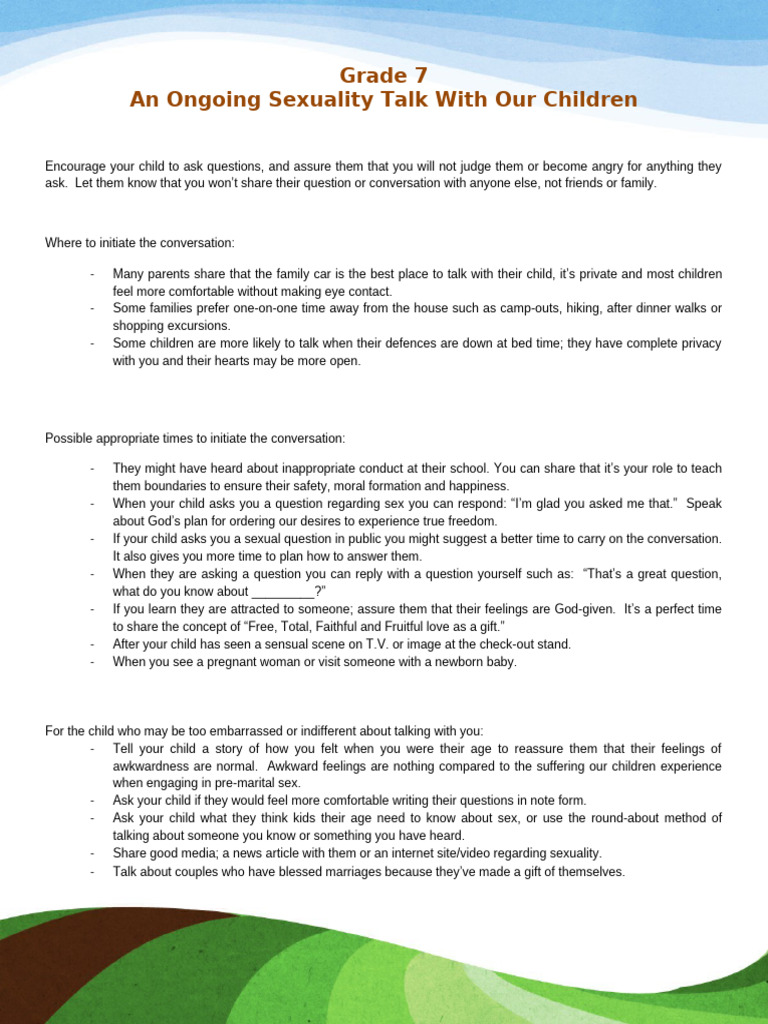 Guiding Kids in Sexuality Conversations | PDF | Human Sexuality