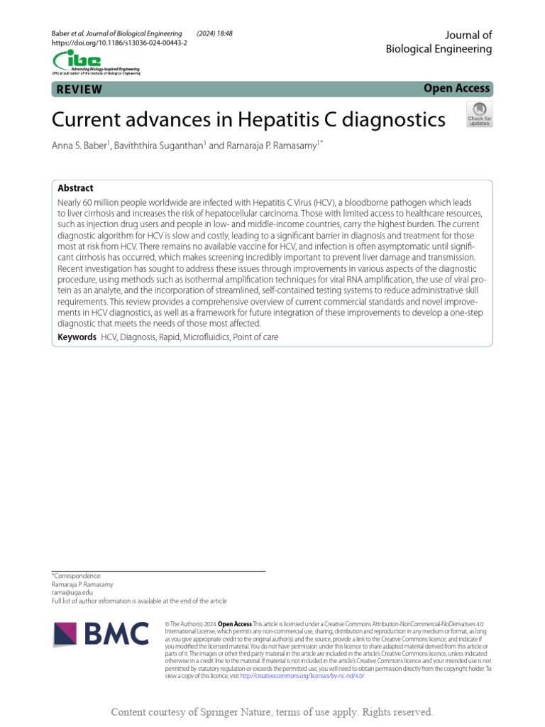 Current Advances in Hepatitis C Diagnostics | PDF | Elisa | Hepatitis C