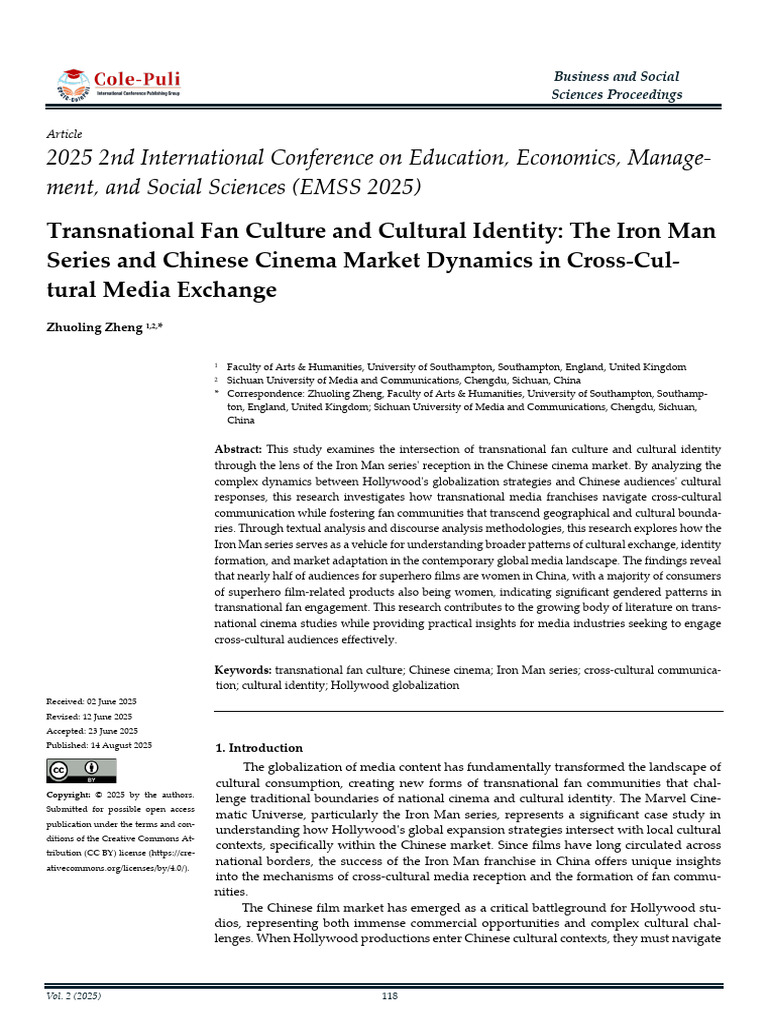 Transnational Fan Culture and Cultural Identity The Iron Man Series and ...