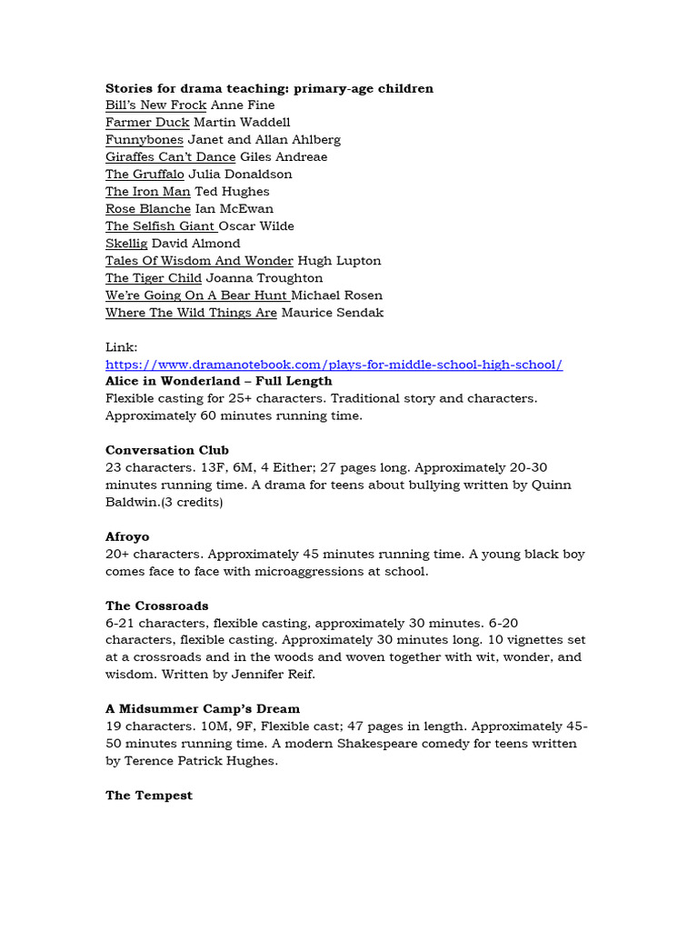 Engaging Plays for Kids & Teens | PDF