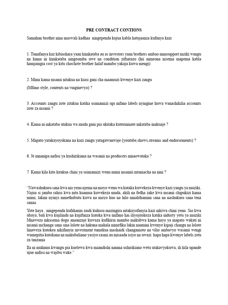 Pre Contract Conditions | PDF