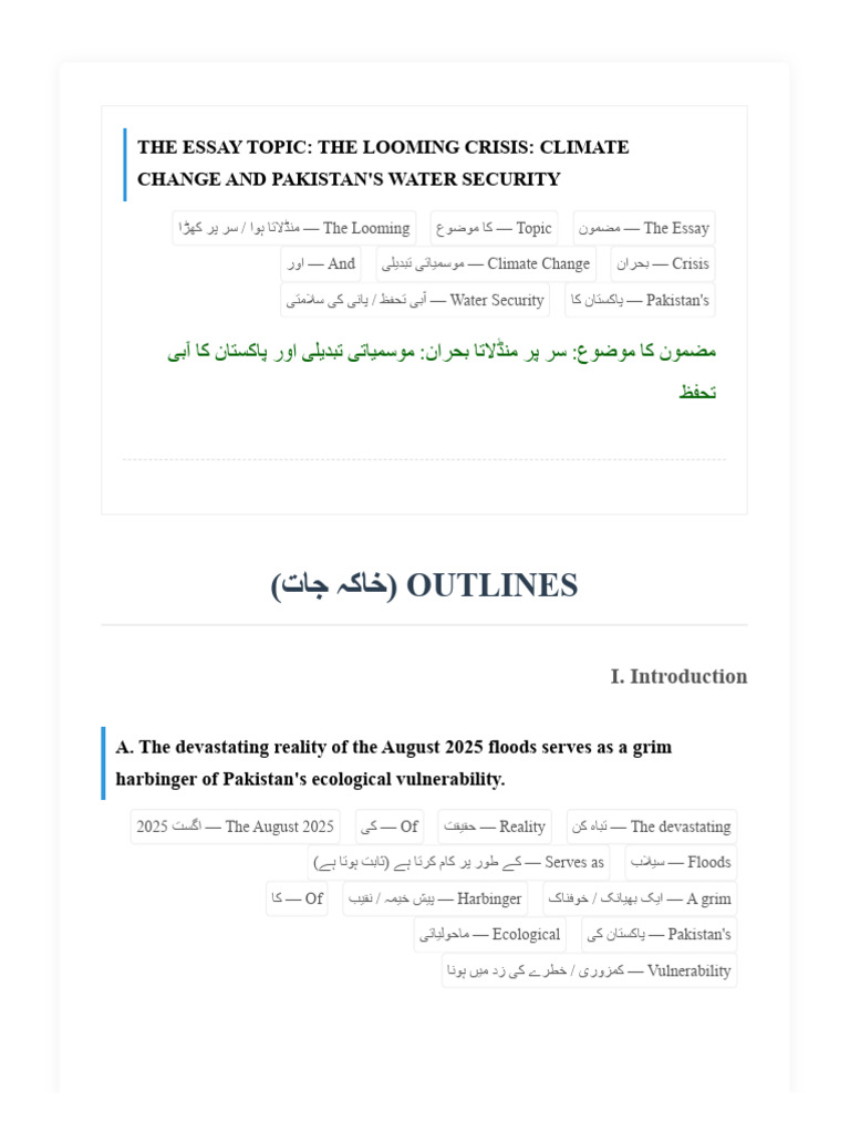 The Looming Crisis - Climate Change and Pakistan's Water Security (Urdu ...