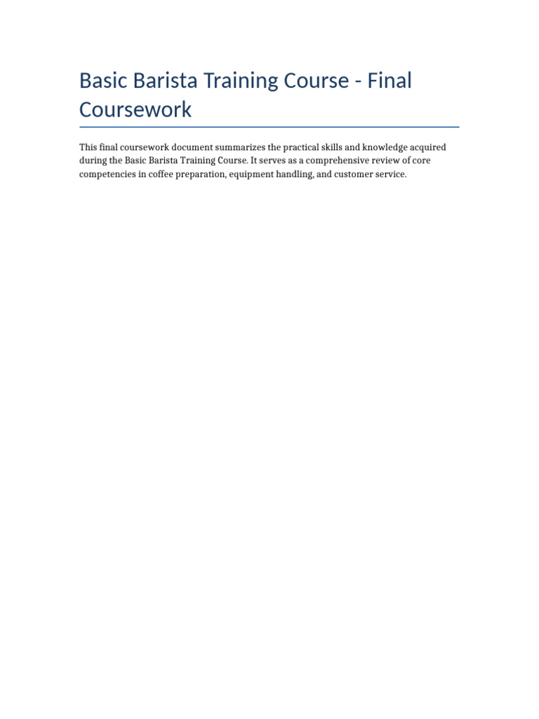 Basic Barista Training Coursework TextOnly | PDF | Non Alcoholic Drinks ...