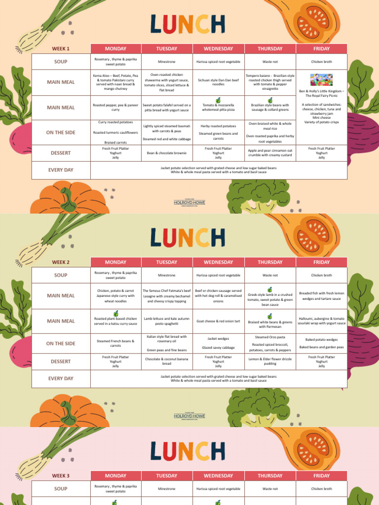 Autumn Term 2025 Lunch Menus | PDF | Sauce | Curry
