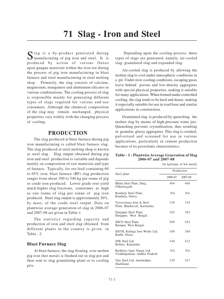 Slag Iron and Steel | Steel | Construction Aggregate
