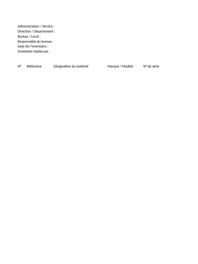 Inventaire de matériel administratif | PDF