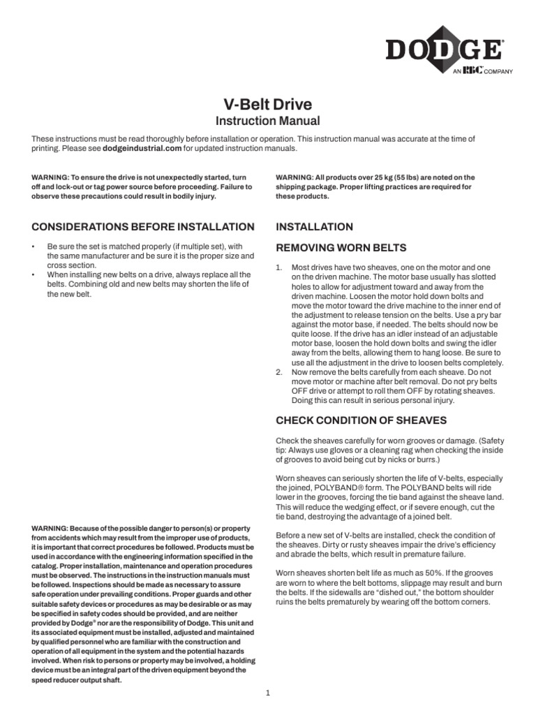 V-Belt Drive Installation Guide | PDF | Belt (Mechanical) | Mechanics