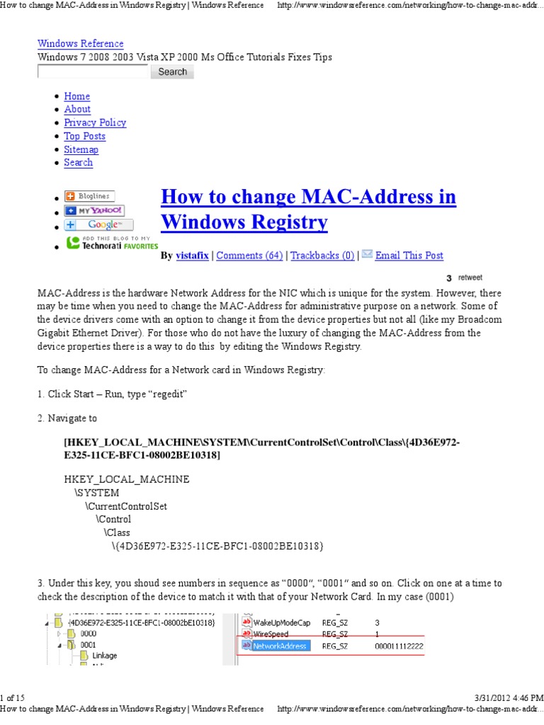 How to Change MAC-Address in Windows Registry _ Windows Reference