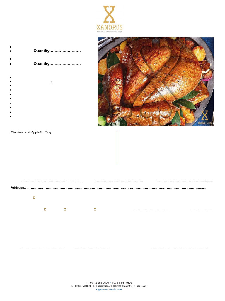 Christmas Turkey - Order Form | PDF | Turkey Meat | Credit Card