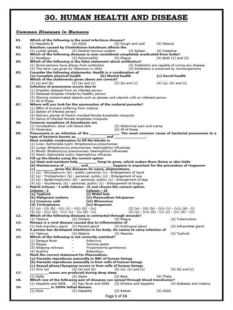 Common Human Diseases and Infections | PDF | Immune System | Antibody