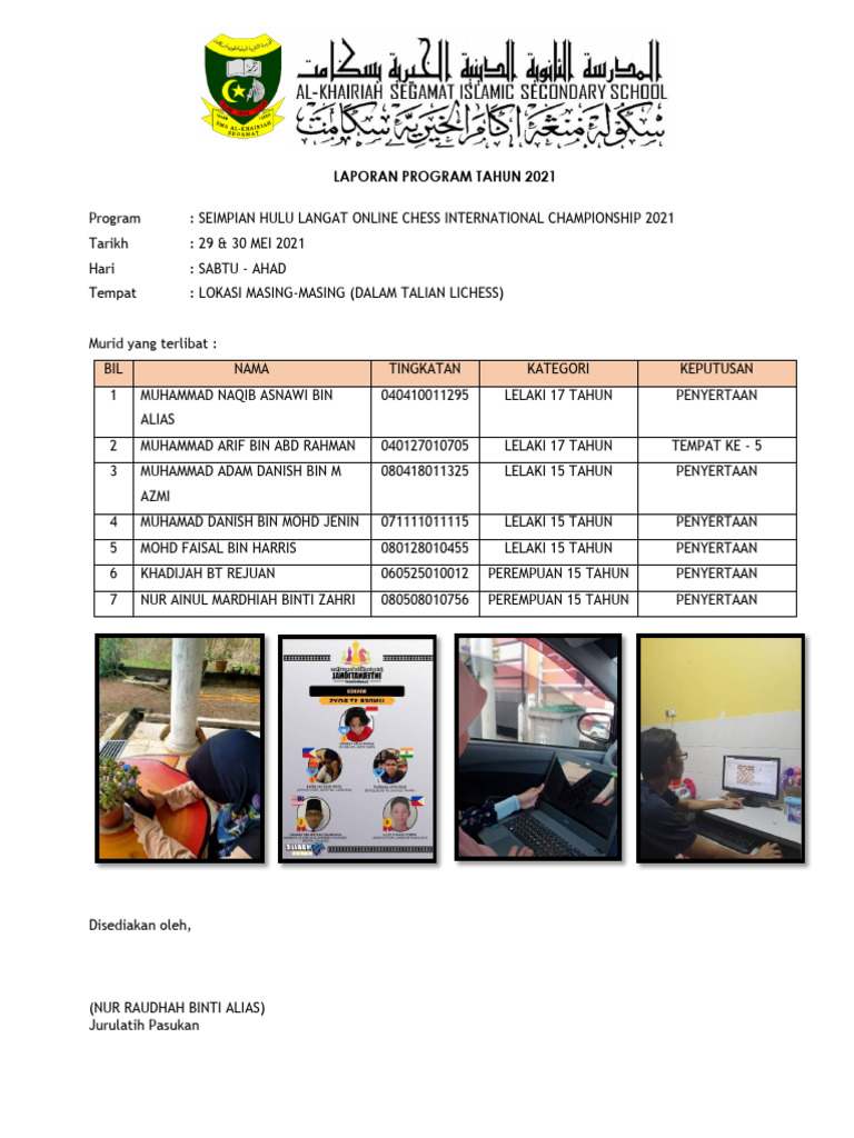 Seimpian Hulu Langat Online Chess International Championship 2021 | PDF