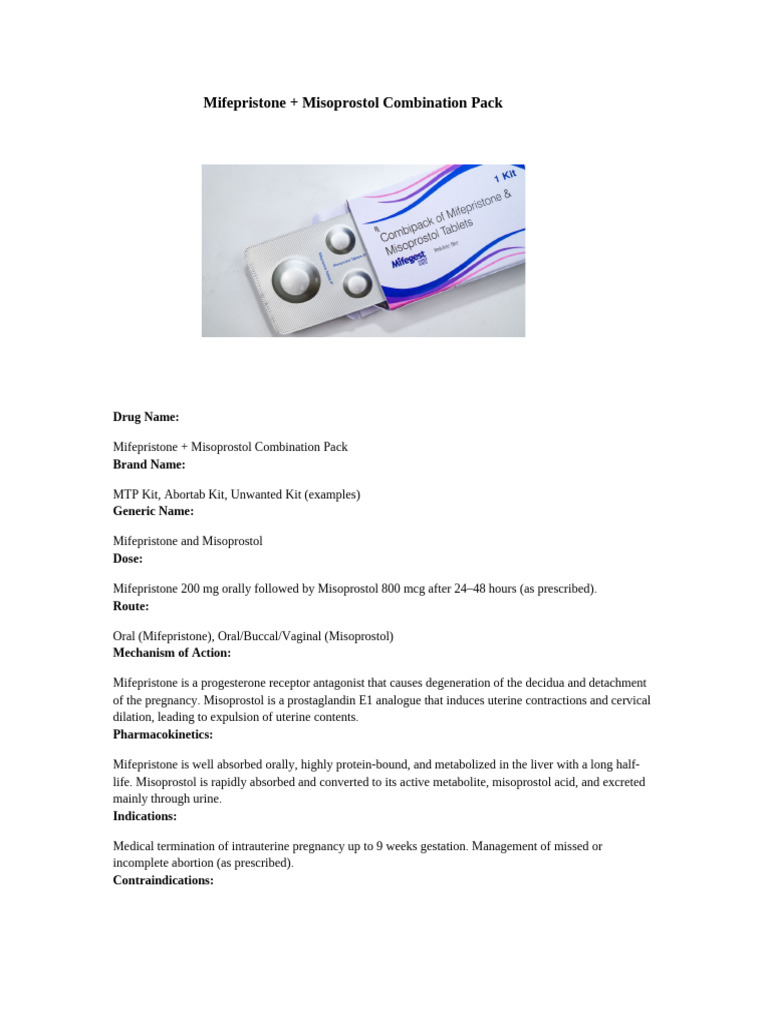 Mifepristone Misoprostol Combo Overview | PDF