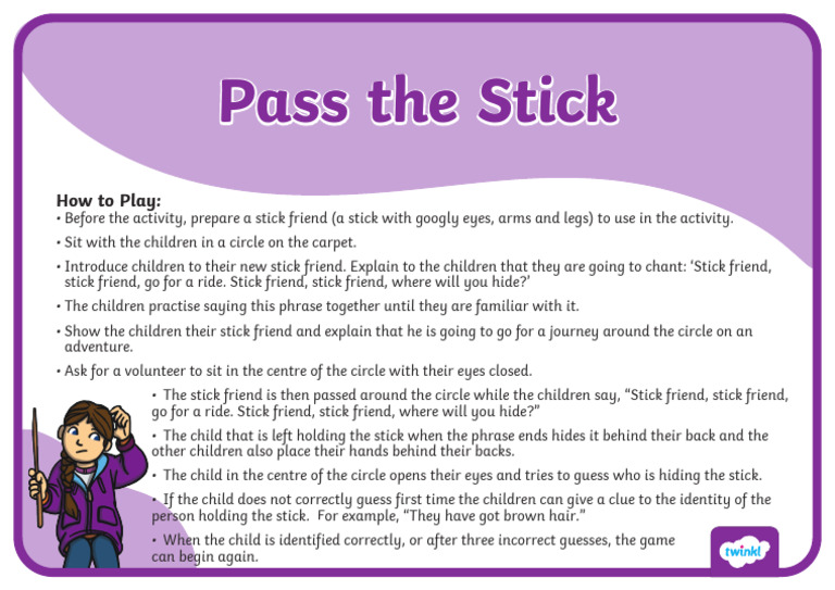 Pass The Stick Circle Time Activity Card | PDF