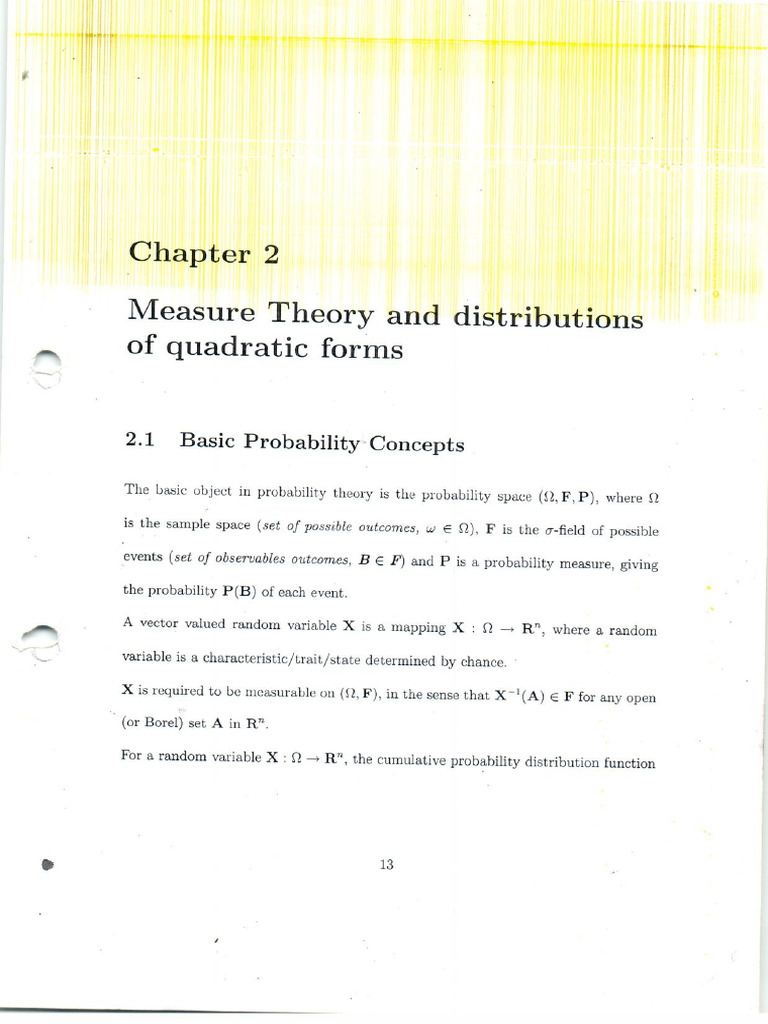 Chapter 2 - Measure Theory and Distribution of Quadratic Forms | PDF