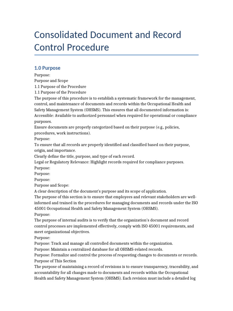 Consolidated Document and Record Control | PDF | Audit | Internal Audit