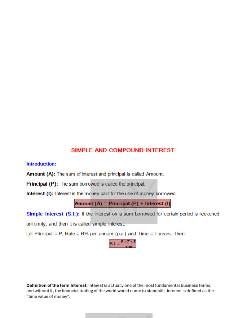 SI & CI Classroom | PDF | Compound Interest | Interest