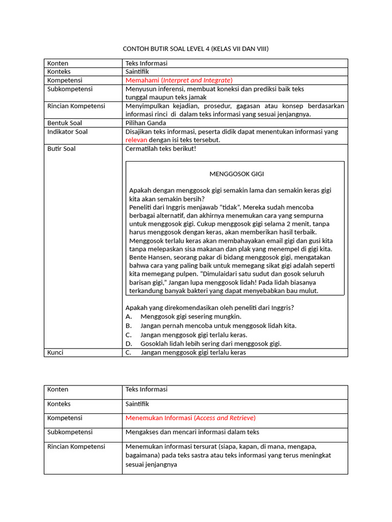 Contoh Soal AKM Level 4 | PDF