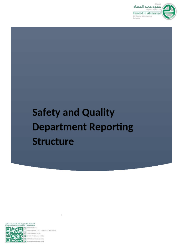 Safety and Quality Department Structure | PDF