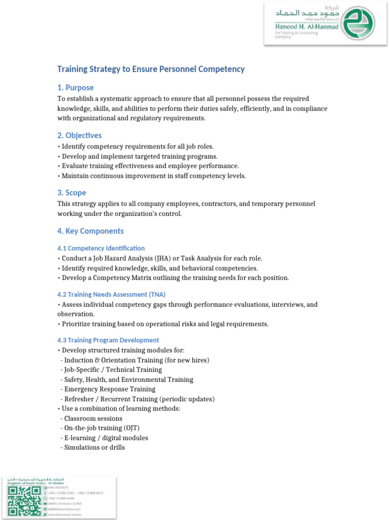 Training Strategy To Ensure Personnel Competency | PDF | Regulatory ...