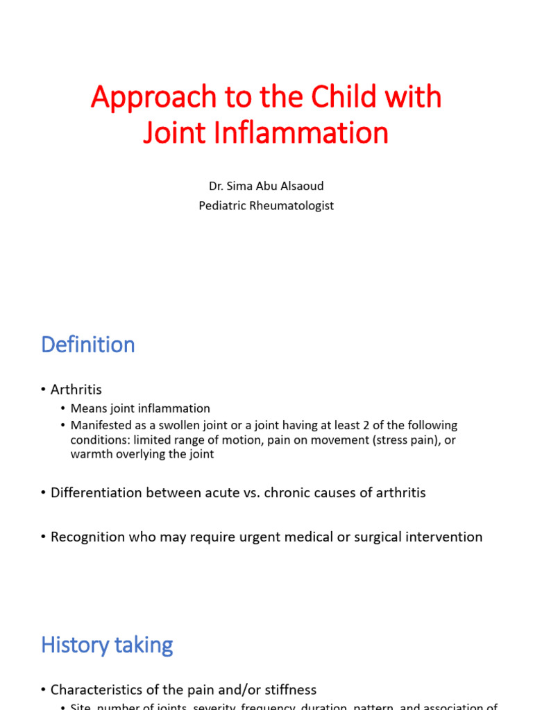 Pediatric Joint Inflammation Guide | PDF | Medical Specialties ...