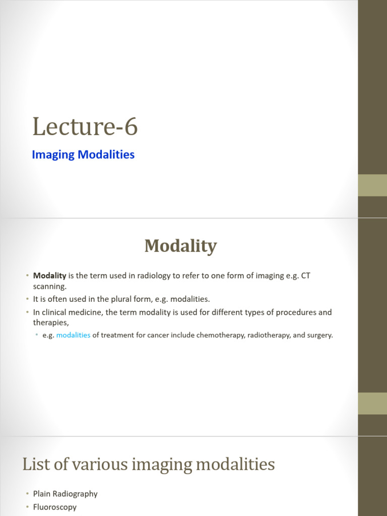 Overview of Imaging Modalities in Radiology | PDF | Medical Imaging ...