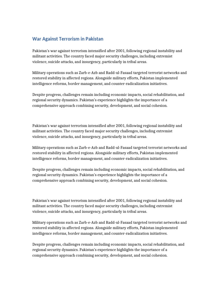 Pakistan's Counterterrorism Efforts Post-2001 | PDF | War On Terror ...